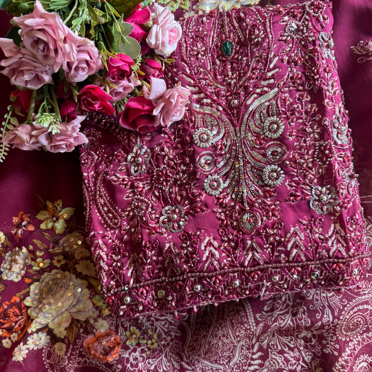 Soft Satin Silk Unstitched designer suit – Aisha Creations