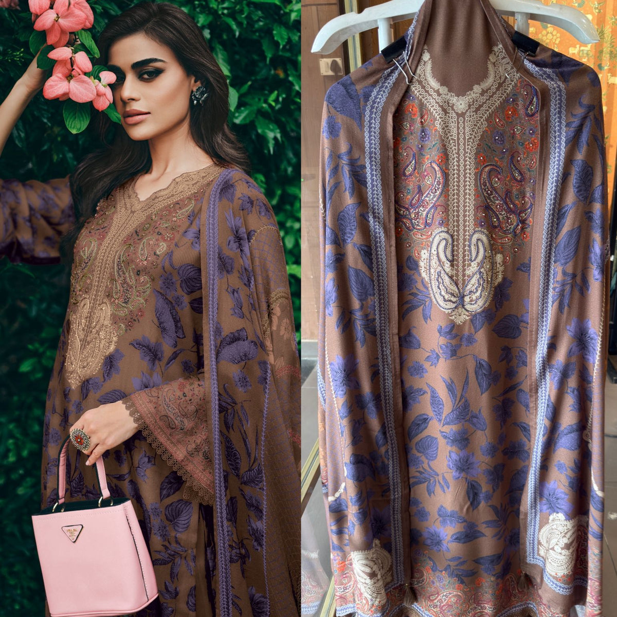 Digital printed pashmina Suits – Aisha Creations