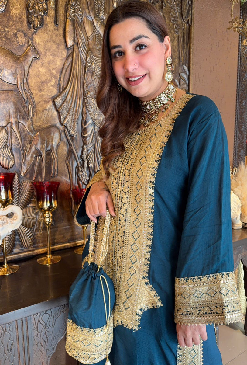 Traditional embroidered kurta set – Aisha Creations