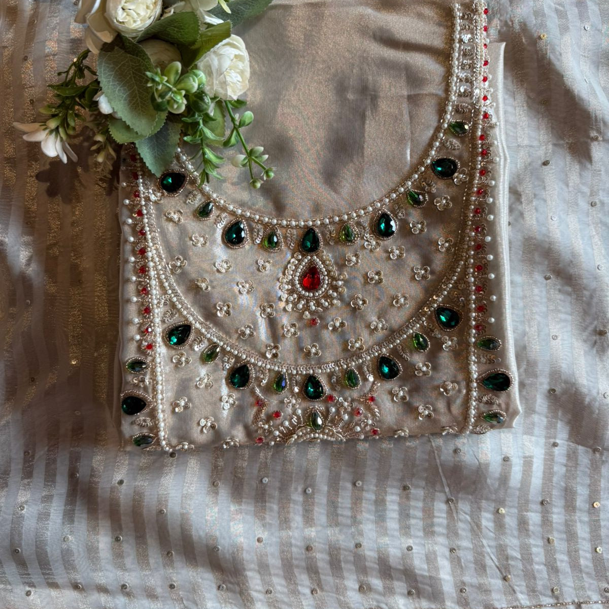 Pearl & Jewel Embellished Luxury Suit – Aisha Creations
